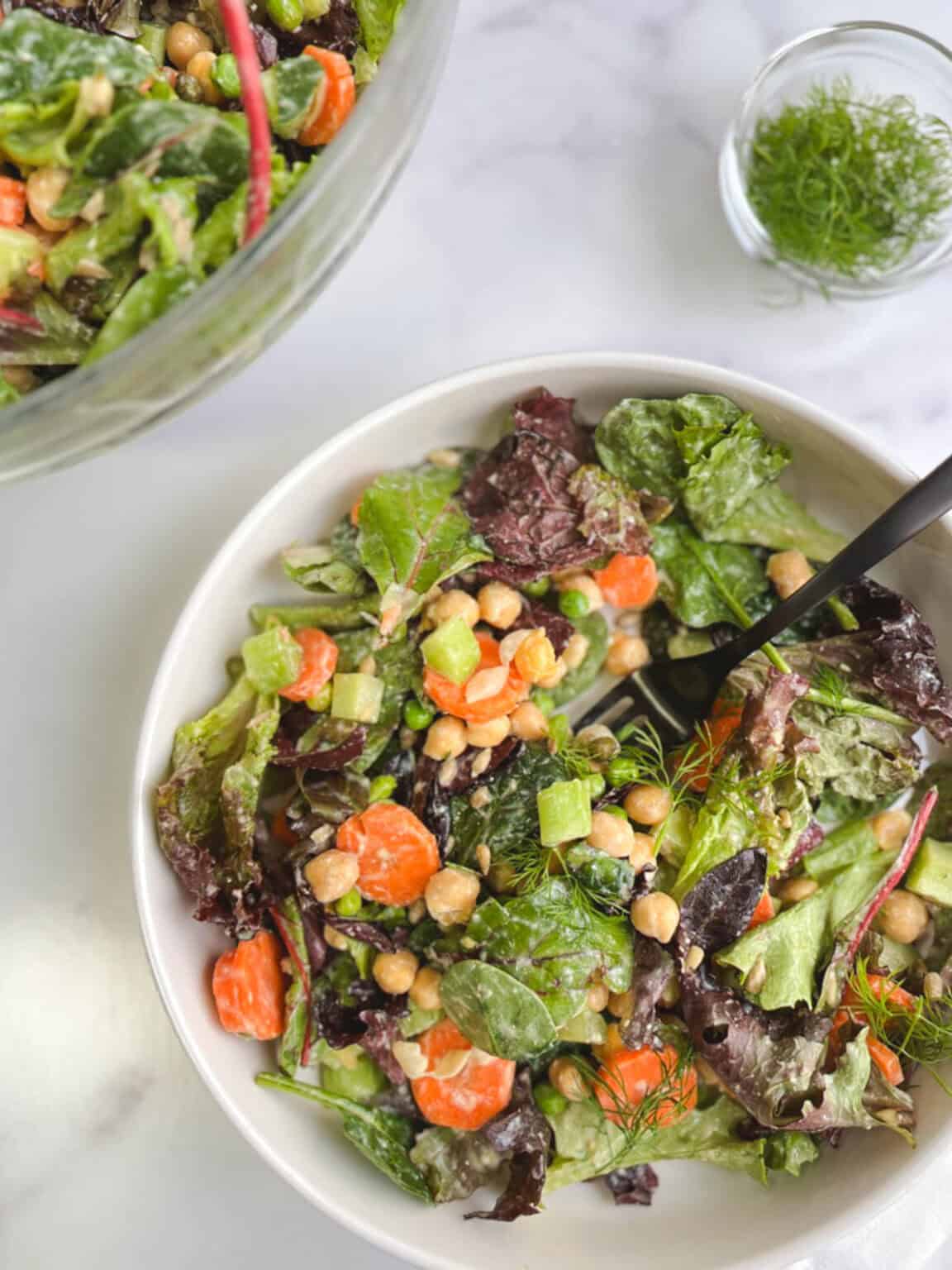 Spring Salad with Vegan Caesar Dressing - The Essential Vegan